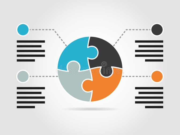 Central Puzzle Diagram stock vector. Illustration of orange - 42855969