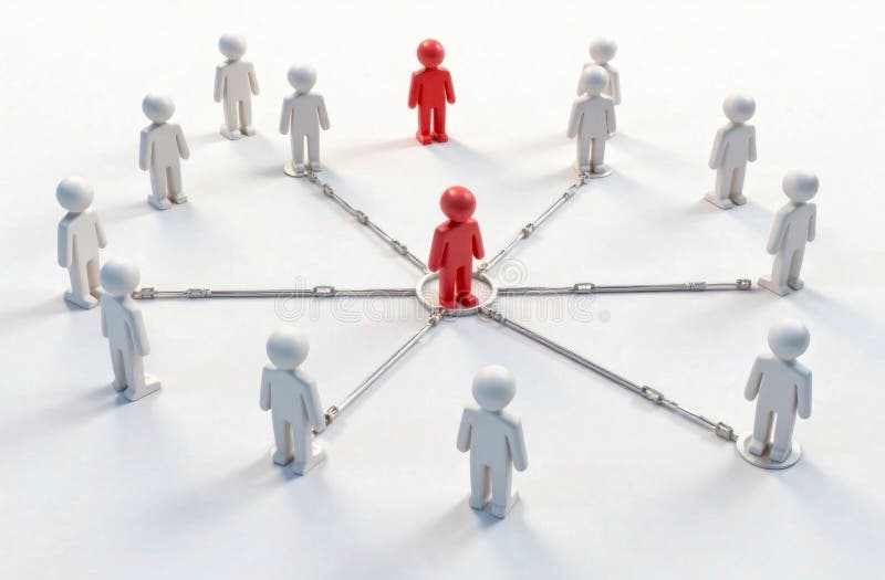 A Central Red Figure Connects with Surrounding White Figures ...