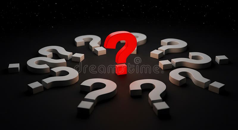 A Central Red Question Mark Stands Prominently Surrounded by Multiple ...