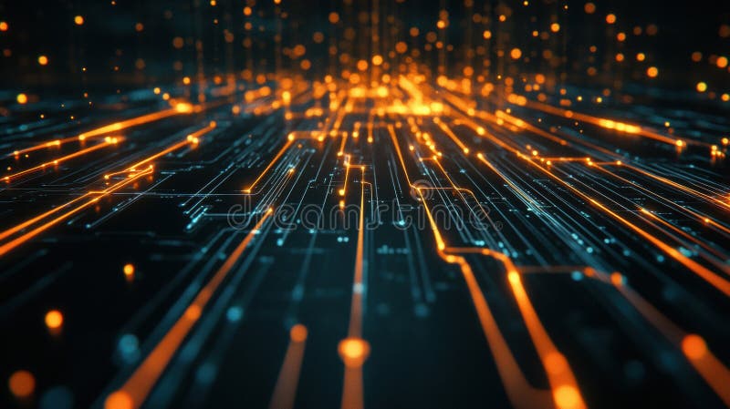 A Central Router Connects Network Cables, Surrounded by Glowing ...