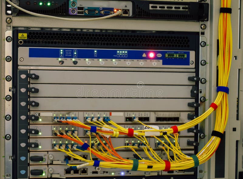 Multiple Servers and a Switch Working in the Server Room. Multiple ...