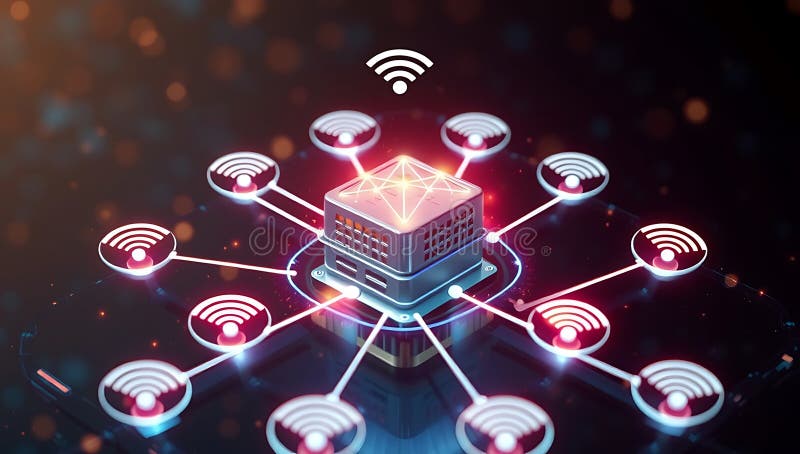 Central Server Network Wireless Connections Technology Stock ...