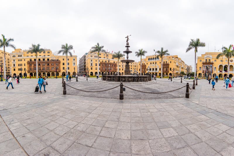 Central Square in the Historic Center of Lima in Peru Editorial Stock ...