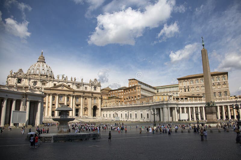 The Central Square in the Vatican - St. Peter S Square with a Column of ...