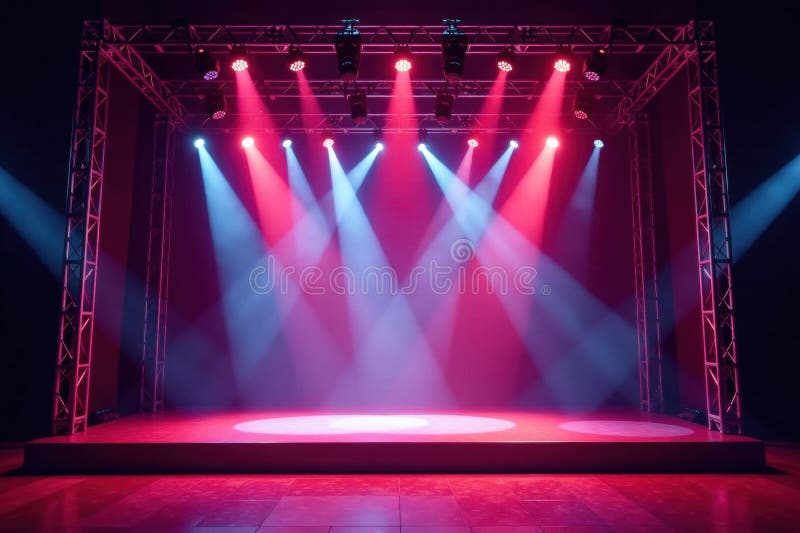 Central Stage, Complex Lighting Rig and Trusses , Framework, Structure ...