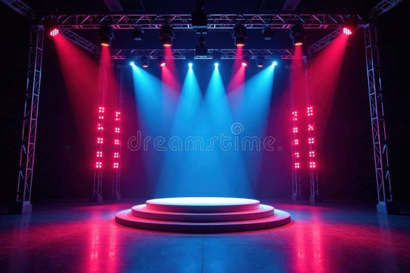 Central Stage with Multiple Truss Systems, Complex Lighting Grid ...