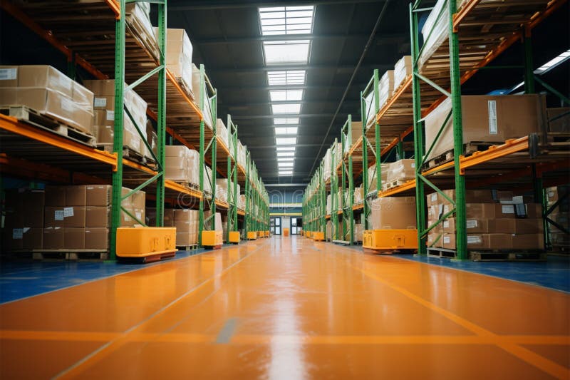 Central Storage Facility an Empty Warehouse within a Logistics Center ...