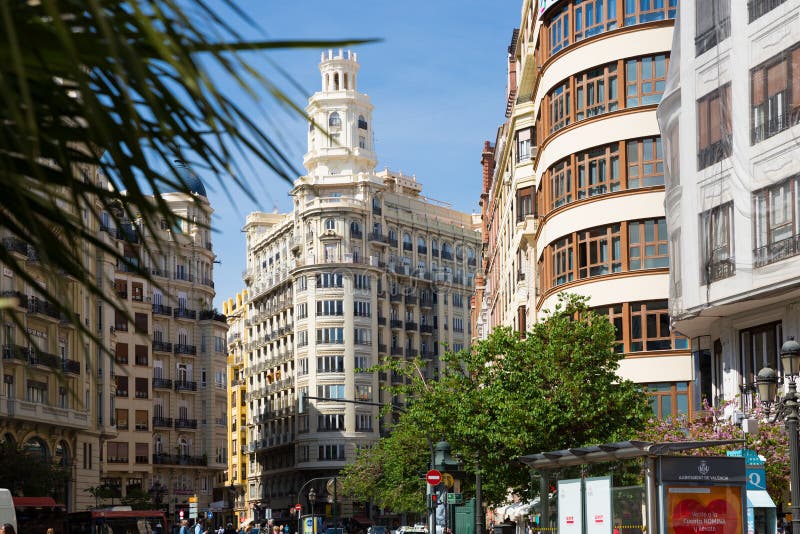 Central Streets of Valencia Editorial Stock Image - Image of exterior ...