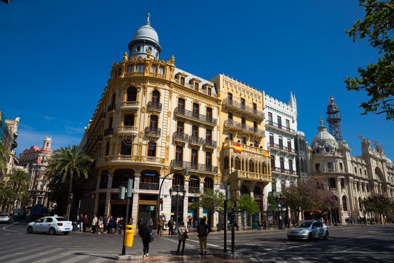 Central Streets of Valencia Editorial Photography - Image of town ...