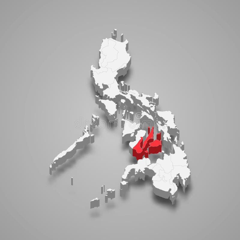 Central Visayas Region Location within Philippines 3d Map Stock Vector ...
