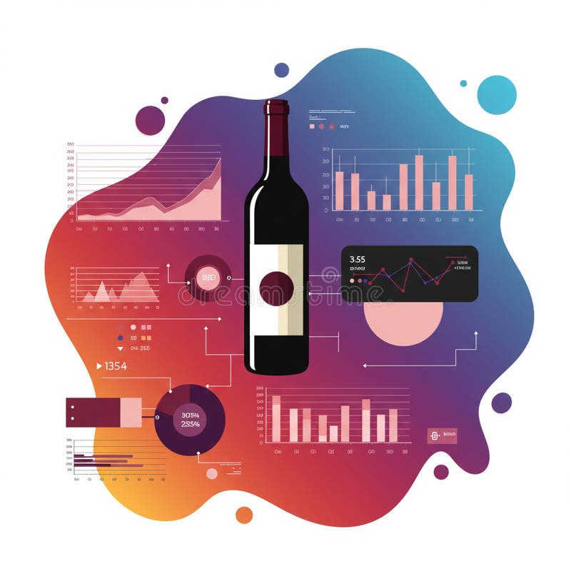 A Central Wine Bottle is Surrounded by Various Data Visualizations ...