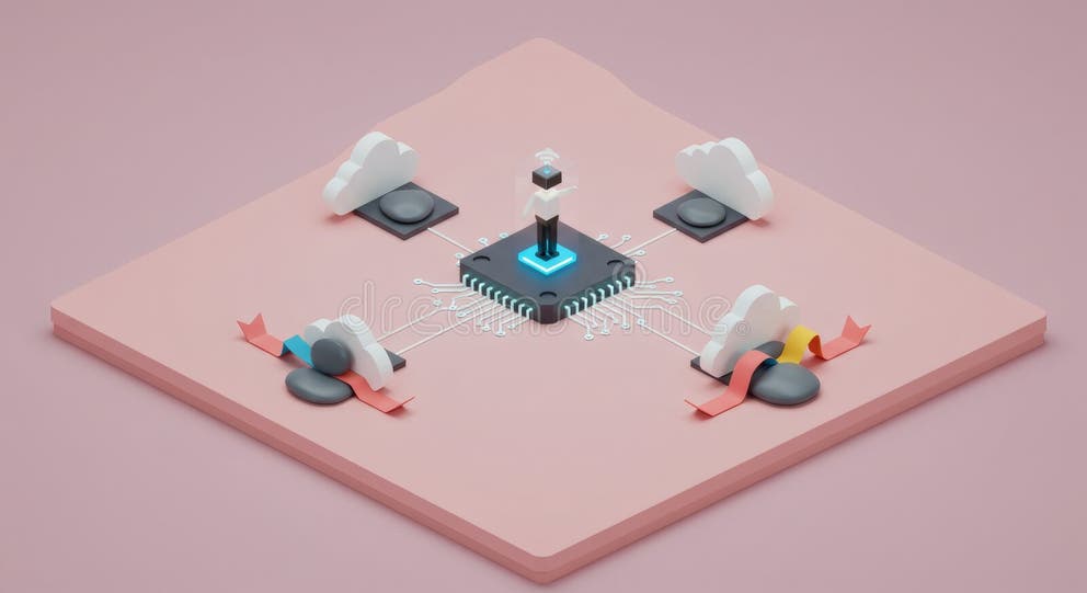 Centralized Cloud Computing Network with Data Flow Stock Illustration ...