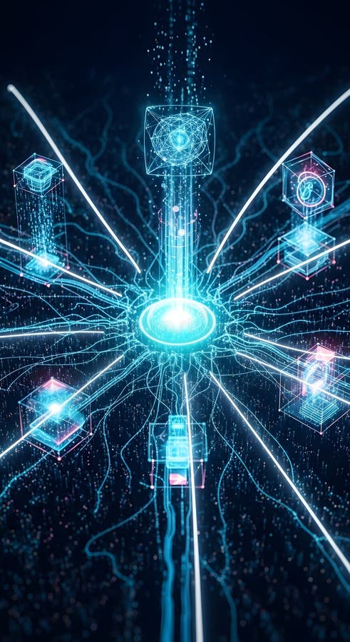 Centralized data hub. stock illustration. Illustration of data - 389398939