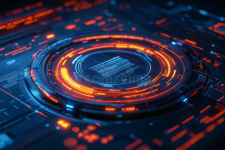 A Centralized Digital Hub Showcases Various Technology Icons Stock ...