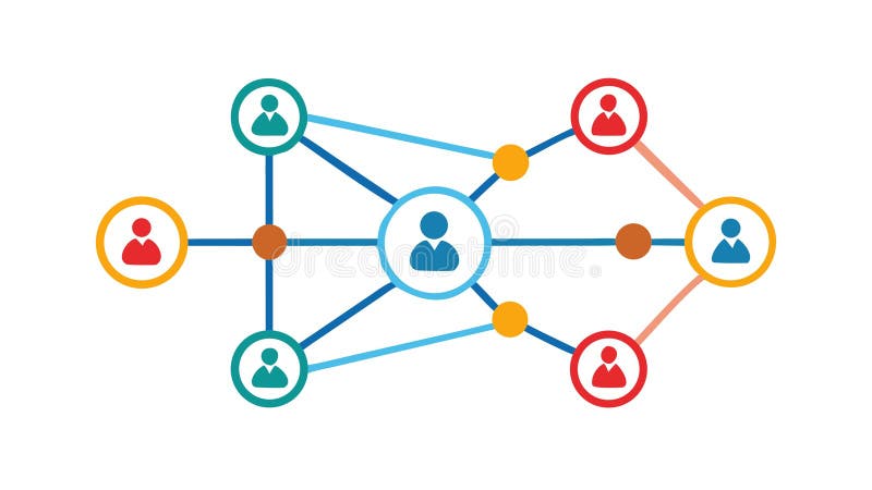 Centralized Network Diagram with Connected Nodes, Data Flow, Vector ...