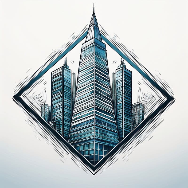 Centralized Tower Drawing in Modern Style Stock Illustration ...