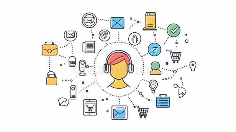 Centralized User Icon Connected To Various Communication Networks Stock ...