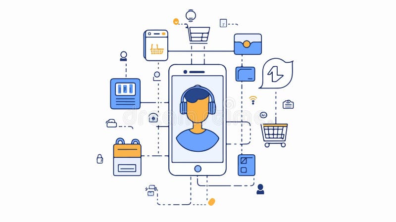 Centralized User Icon Connected To Various Communication Networks Stock ...