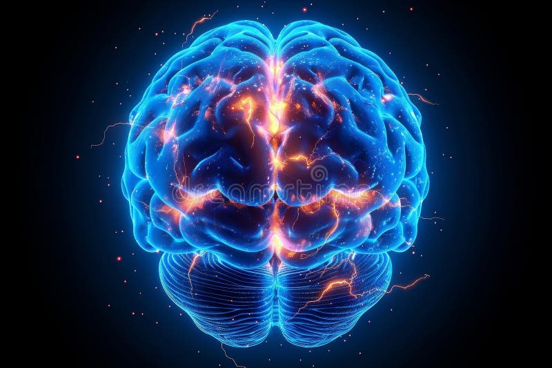 Centrally Positioned Ai Brain Motif on Circular Platform Featuring Blue ...