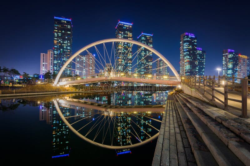 Centralpark at Night Incheon, South Korea Stock Image - Image of city ...