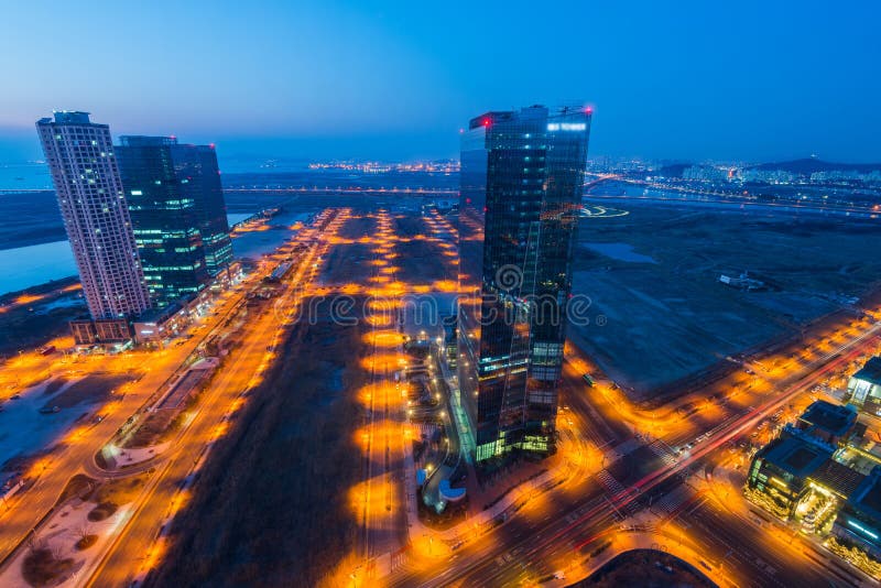 Centralpark at Night Incheon, South Korea. Stock Photo - Image of ...