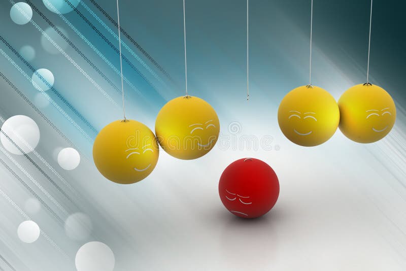 The Centre Ball Fall in Down from the Hanging Ball Stock Illustration ...