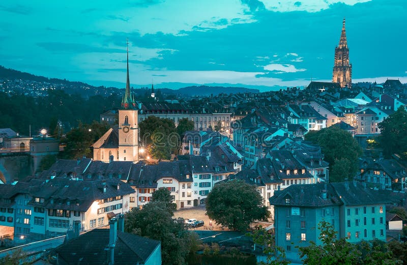 Centre of bern at night stock photo. Image of centre - 215171854
