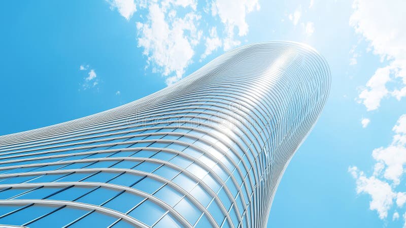 The Centre of a Futuristic Blue Architectural Structure is Bright with ...