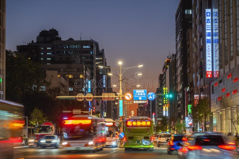 The Centre of Taipei at Night. Editorial Stock Image - Image of scene ...
