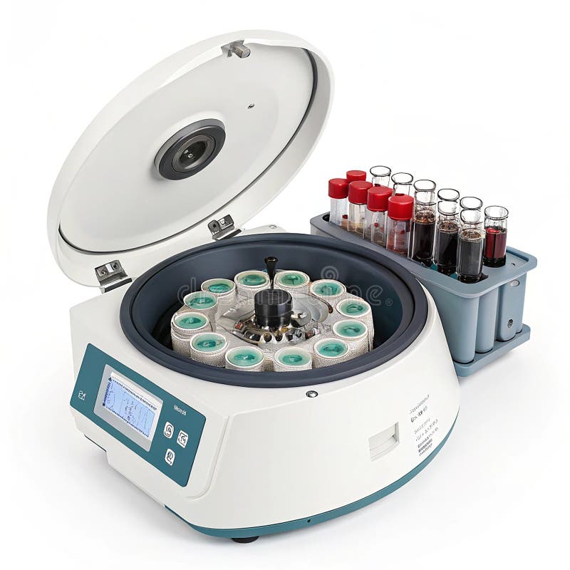 Centrifuge Machine with Test Tubes Inside Stock Illustration ...