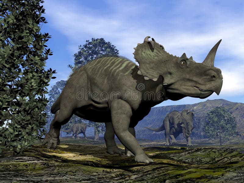 Centrosaurus Dinosaurs - 3D Render Stock Illustration - Illustration of ...