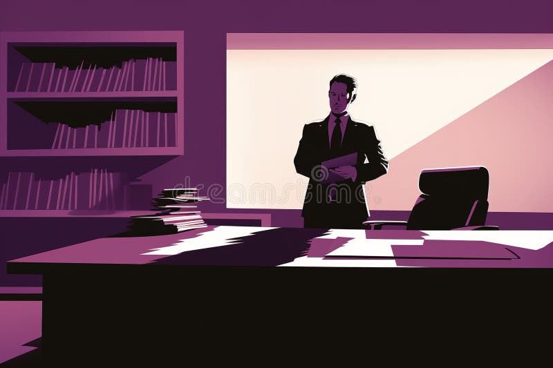 CEO Behind a Desk in the Office. Beautiful Illustration Picture Stock ...