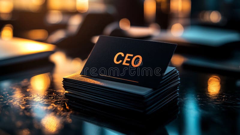 CEO Business Cards Stacked on a Desk in an Office Setting Stock Photo ...