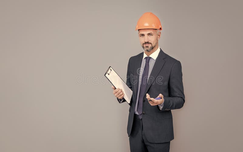 Ceo with Construction Documents. Mature Boss with Clipboard Stock Image ...