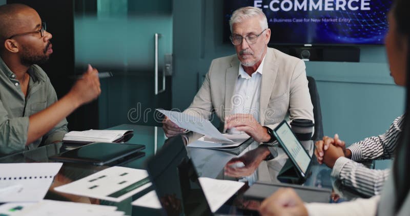 CEO, Document and Business Man in Discussion for Ecommerce, Planning ...