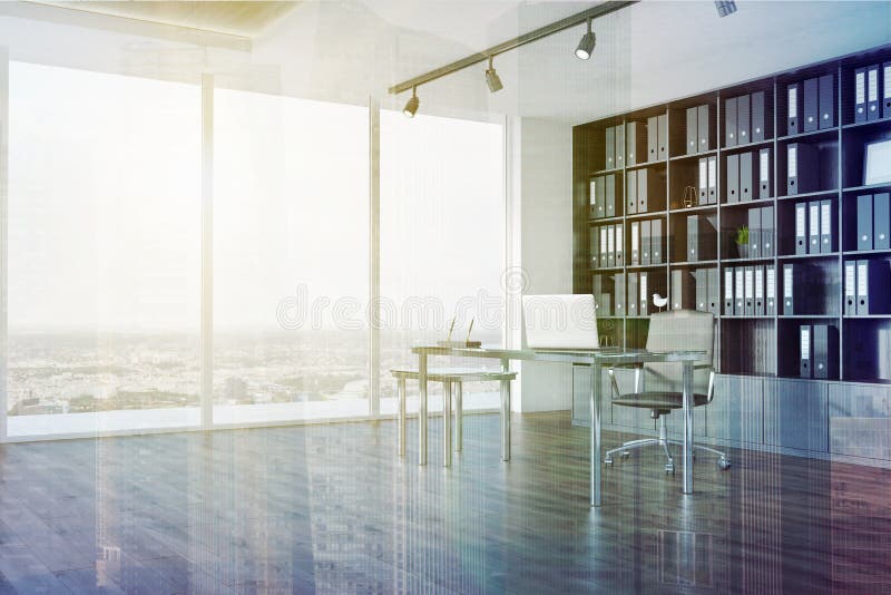 CEO Office Interior, Bookcase Side View Double Stock Illustration ...