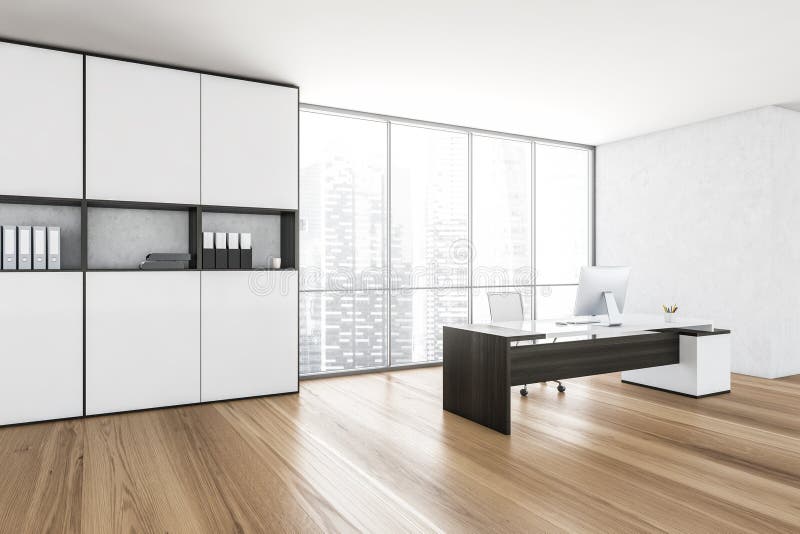 CEO Office Interior with a Wooden Table Stock Illustration ...