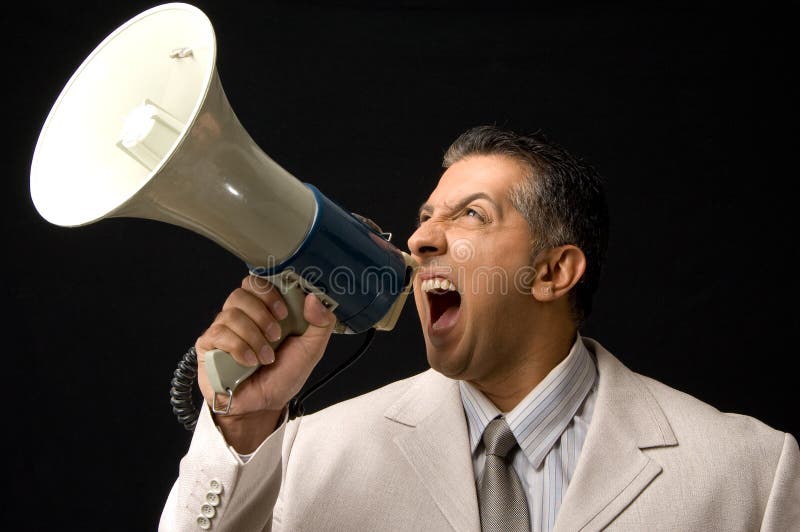 Ceo Shouting through Megaphone Stock Photo - Image of elderly, mature ...