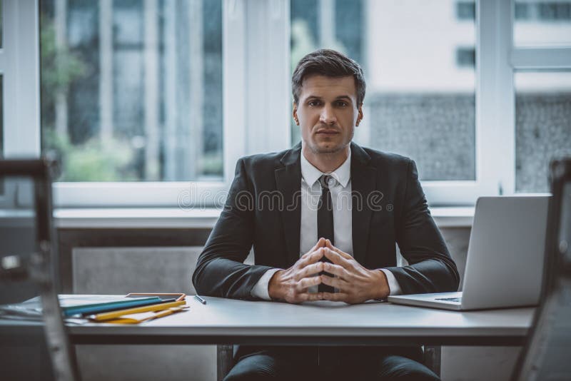 CEO Sitting at His Office while Working Stock Photo - Image of clients ...