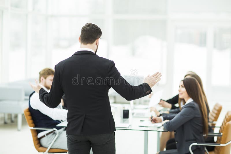 CEO Speaks at the Workshop Business Team in a Modern Office Stock Image ...
