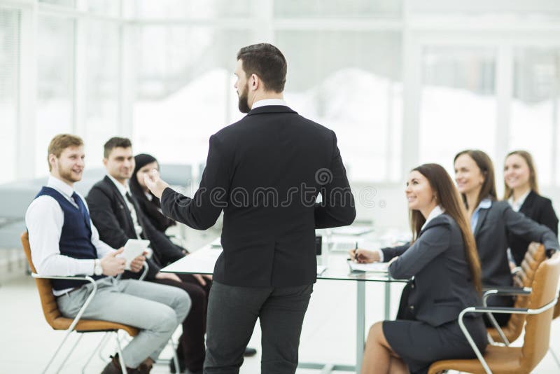 CEO Speaks at the Workshop Business Team in a Modern Office Stock Image ...