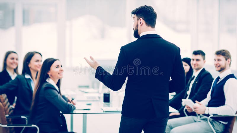 CEO Speaks at the Workshop Business Team in a Modern Office Stock Image ...