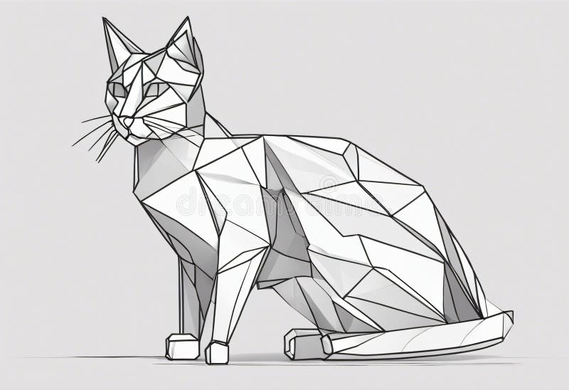Ceometric Illustration of a Cat in Low Poly Style. AI-generated Stock ...