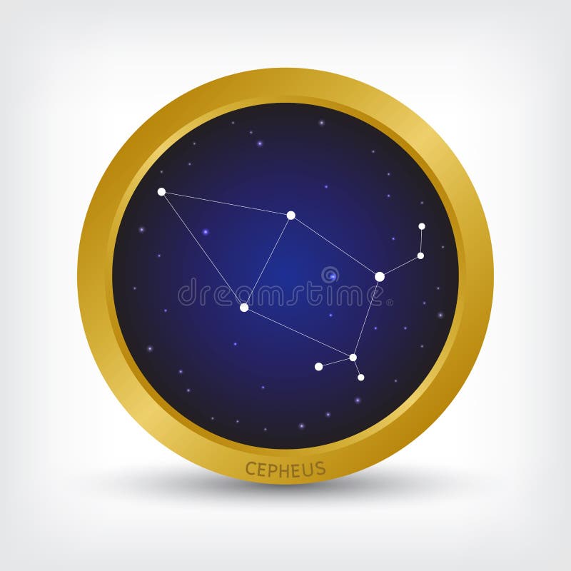 Cepheus Constellation in Golden Circle Stock Vector - Illustration of ...