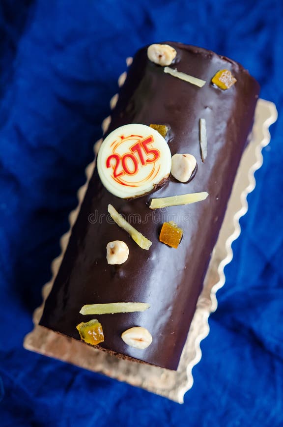 Ceppo Di Yule Della Frutta Candita E Del Cioccolato Fotografia Stock ...