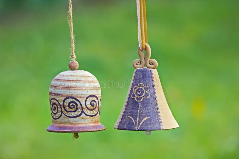 Ceramic bells in garden stock image. Image of porcelain - 44721479