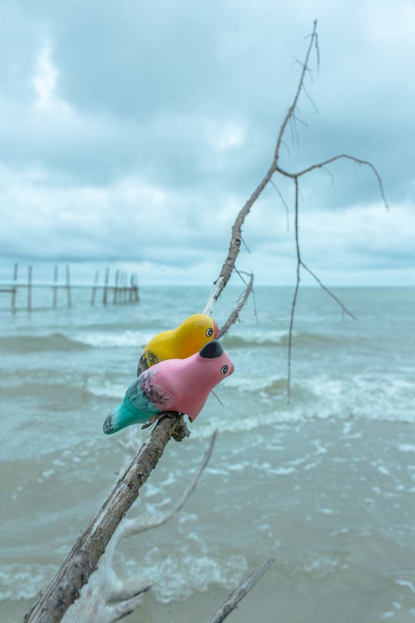 Ceramic Birds Hold on Branch of Dead Tree Stock Image - Image of cloud ...