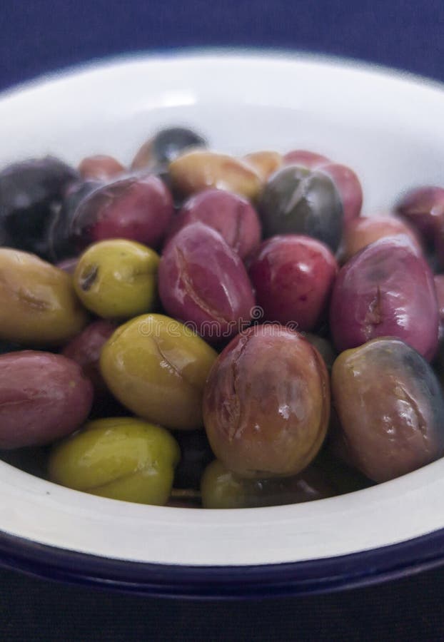 Ceramic Bowl Filled with Cut Pickled Olives Stock Photo - Image of ...