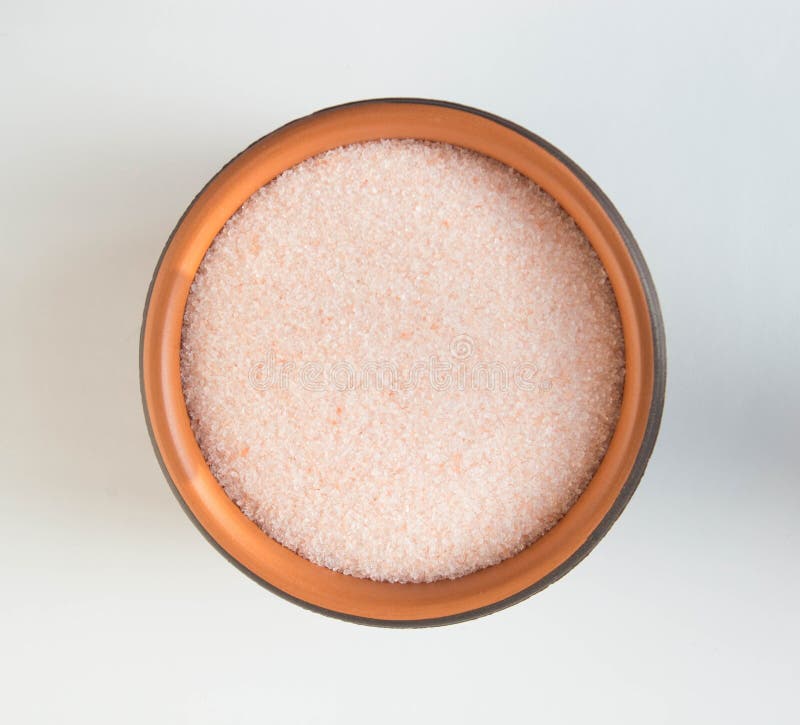 Ceramic Bowl of Fine Himalayan Pink Salt. Stock Image - Image of ...