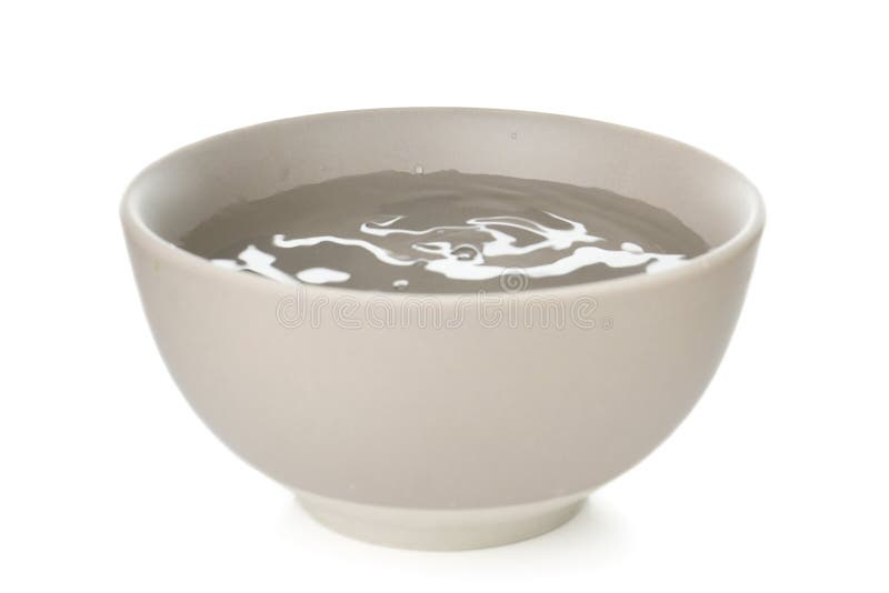 Ceramic Bowl Full of Water Isolated on White Stock Photo - Image of ...